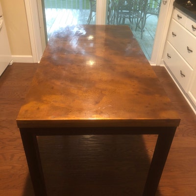 Parsons Countertop Table. Kitchen Island Table. Minimalist Copper ...