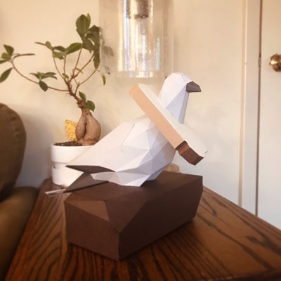 Low Poly Girl Walking With Cat, DIY Big Paper Sculpture, Pdf Download ...