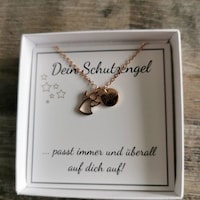 Halskette Schutzengel Anhänger | kleiner Engel | Taufkette |Edelstahl| Silber, 18K Gold, Rosé ...