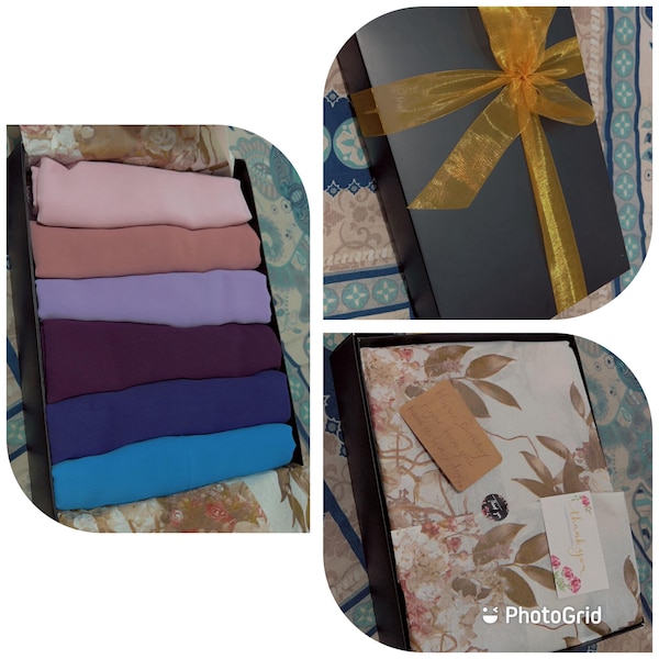 Hijab Gift Set CHIFFON Hijab Box Gift for Her Chiffon Hijab Satin ...