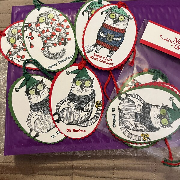 Christmas Gift Tags Handmade, Santa’s Hat Gift Tags, Ho Ho Ho, Handmade ...