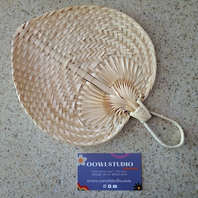 Hand Fan in Black and White, Wall Decor Fan, Straw Fan, Woven Bamboo ...