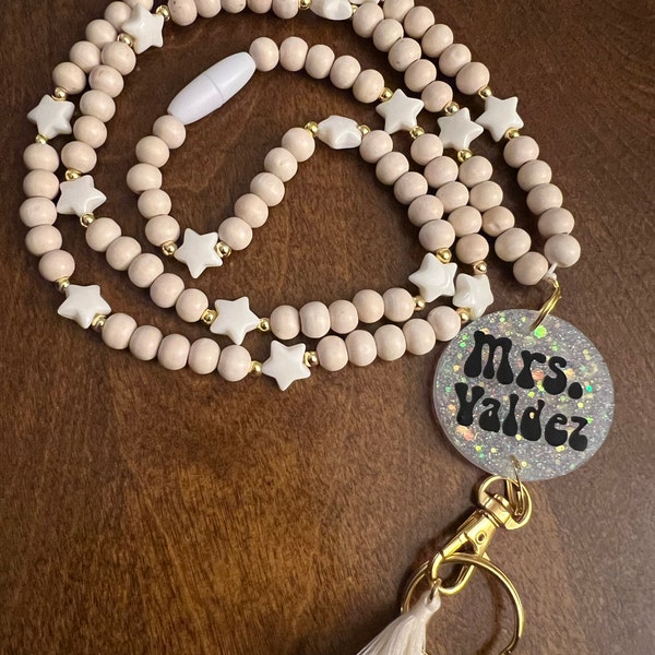 Beaded Teacher Lanyard, Teacher Gift, Teacher Lanyard, Nurse Lanyard ...