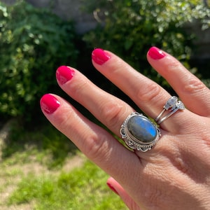 Boho Ring Blue Calcy Ring 925 Sterling Silver Ring-hand Crafted ...