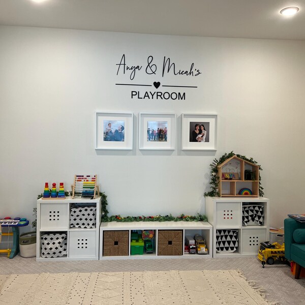 Personalised Playroom Sign – Wooden Wall Script Art, Custom Kids Room ...