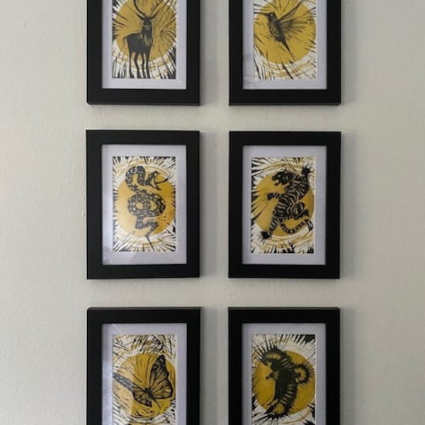 Grass Spider Block Print on Black Paper, Linocut Printed on 5x7 Paper ...