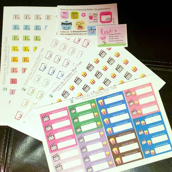 MINI Happy Movie Popcorn Tracker Reminder Cute Kawaii Planner Stickers ...