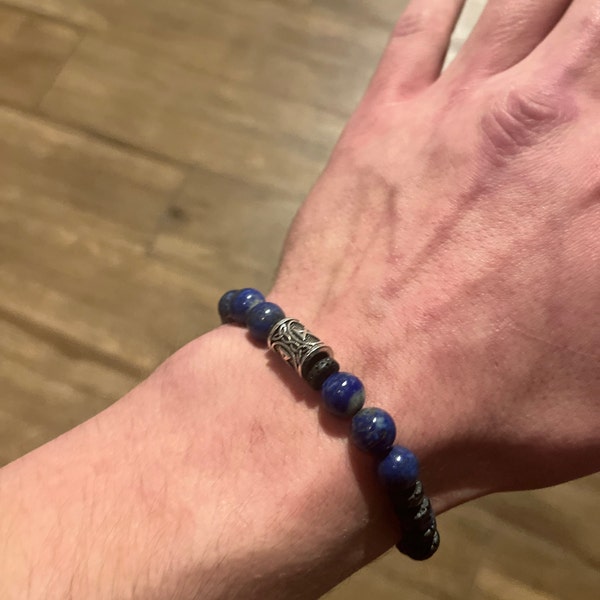 Seer's Vision Norse Rune Bracelet, Personalized, Tiger's Eye, Lava Stone, Unisex, Runic Bracelet ...