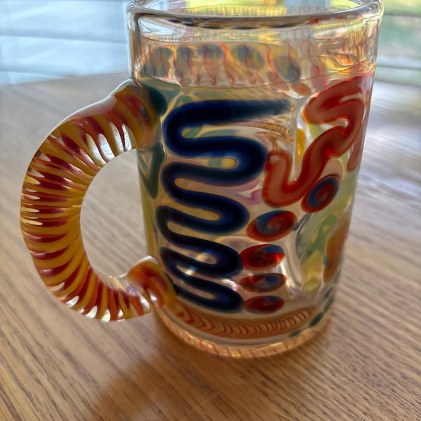 Color Changing Glass Mug Handblown Coffee and Tea Cup Iridescent Glass ...