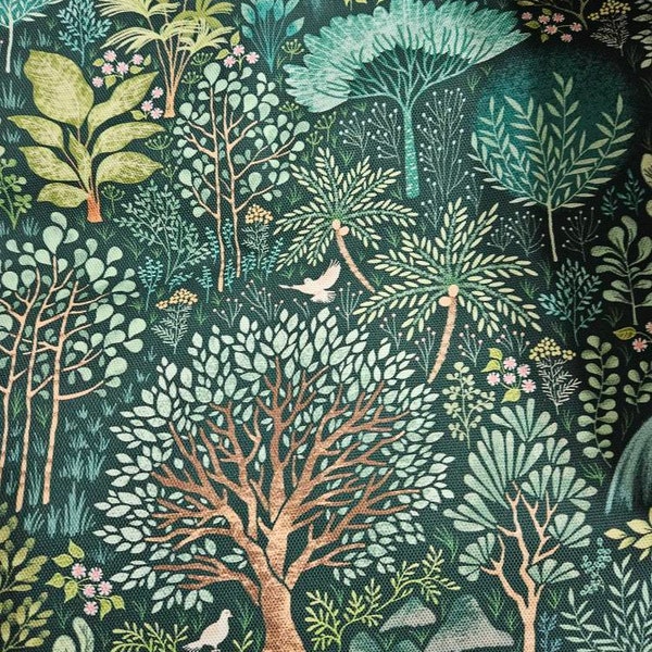 Emerald Forest Fabric - Emerald Eden by Catalinakim - Woodland Forrest ...