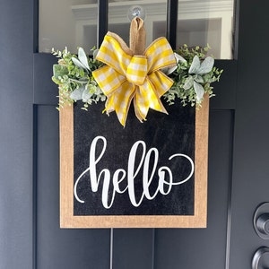 Front Door Decor Hello Front Door Sign Door Sign Door Hanger Year Round ...
