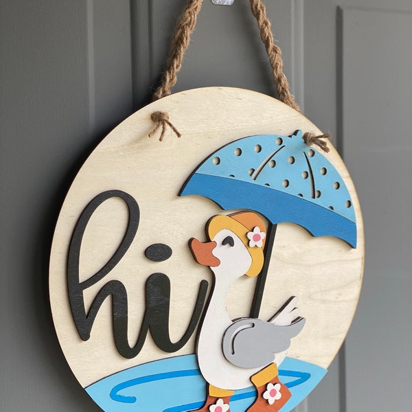 Spring Welcome Sign SVG, Duck Door Hanger, Umbrella Welcome Sign SVG ...