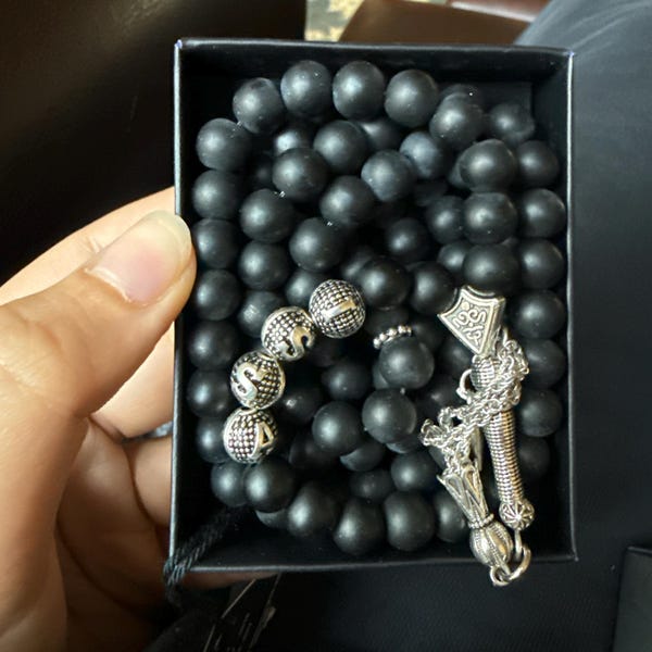 Personalized Tasbih, Custom Name With Matte Black Stone Round Prayer ...