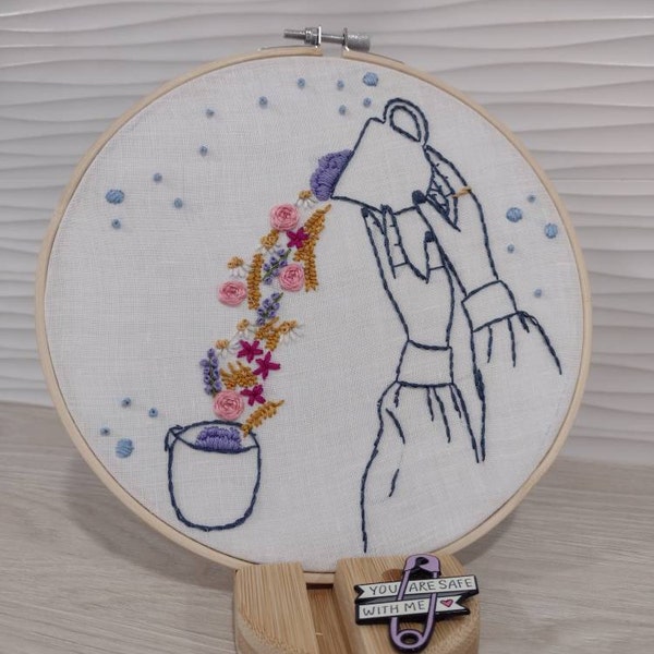 PDF PATTERN. Flower Cup Embroidery Design. Fine Line Embroidery ...