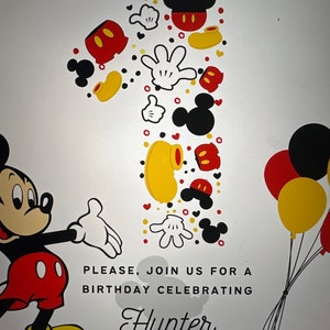 Editable Mickey 3rd Birthday Invitation Canva Template, Printable ...