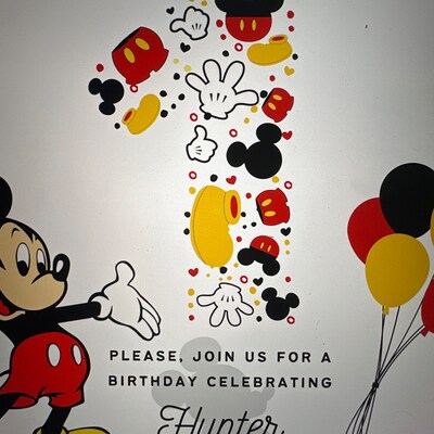 Editable Mickey 1st Birthday Invitation Canva Template, Printable ...