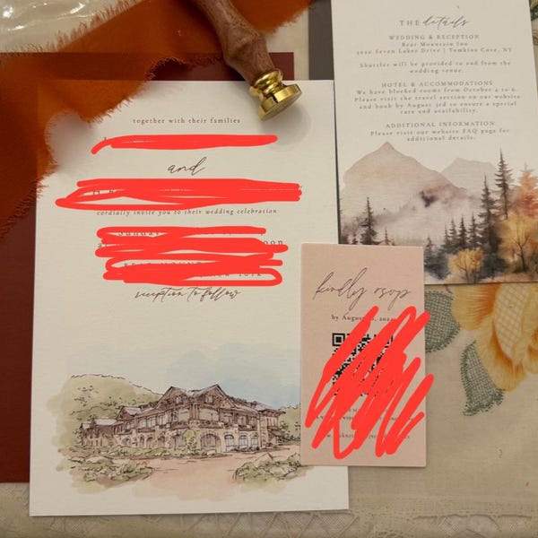 Church Wedding Venue Illustration, Wedding Venue Sketch, Custom Wedding ...