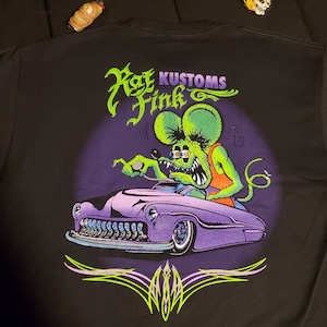 Official Rat Fink Kustoms Merc T-shirt Ed Big Daddy Roth Men's Black ...