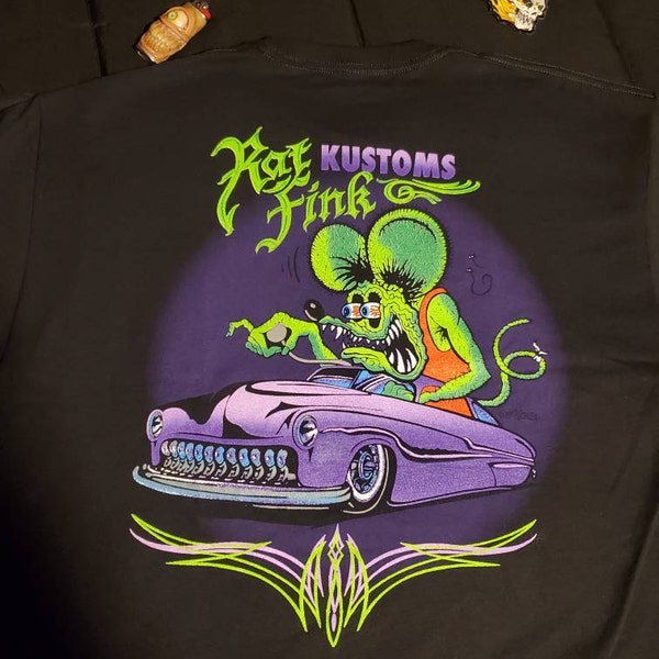 Official Rat Fink Kustoms Merc T-shirt Ed Big Daddy Roth Men's Black ...
