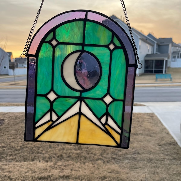 Moon Mountain Arch Stained Glass Pattern, Beginner Stained Glass ...