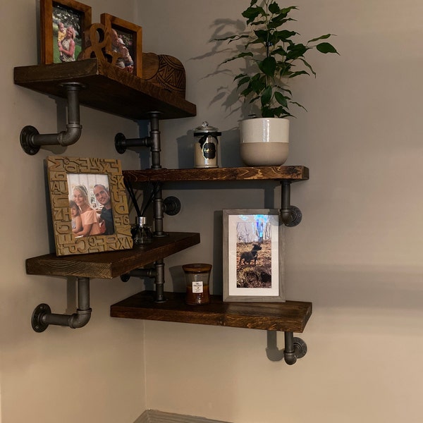 Four Tiered Corner Industrial Steam Punk / Rustic Shelving Unit - Bar ...