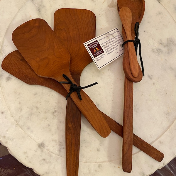 Wooden Kitchen Utensils Set Large Flipper, Small Flipper, Cooking Spoon ...