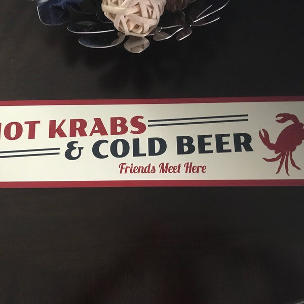 Hot Crabs & Cold Beer Sign, Personalized Seafood Shack Sign, Beach ...