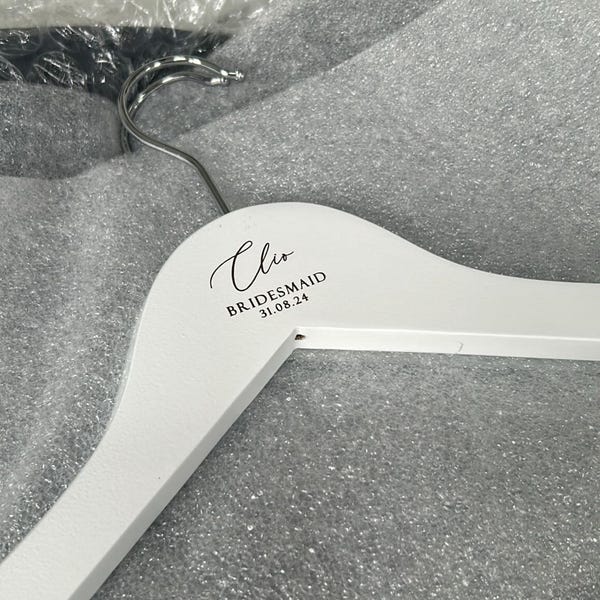 Engraved Hangers for Wedding, Personalised White Coat Hanger for Bride ...