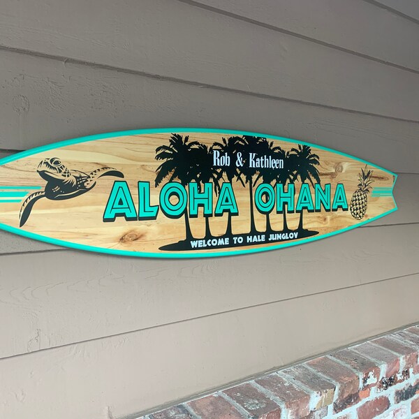 Surfboard Aloha, Hawaii Surfboard Wall Art Signs, Beach Tiki Decor Gift ...
