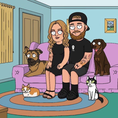 SALE Custom Family Guy Portrait, Cartoon Style, Personalized Family ...