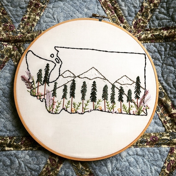 Washington State Embroidery Pattern - Digital Download - Pattern and ...