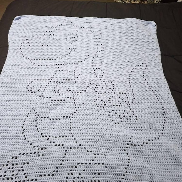 Roary Dinosaur Filet Crochet Baby Blanket PDF Pattern - Etsy