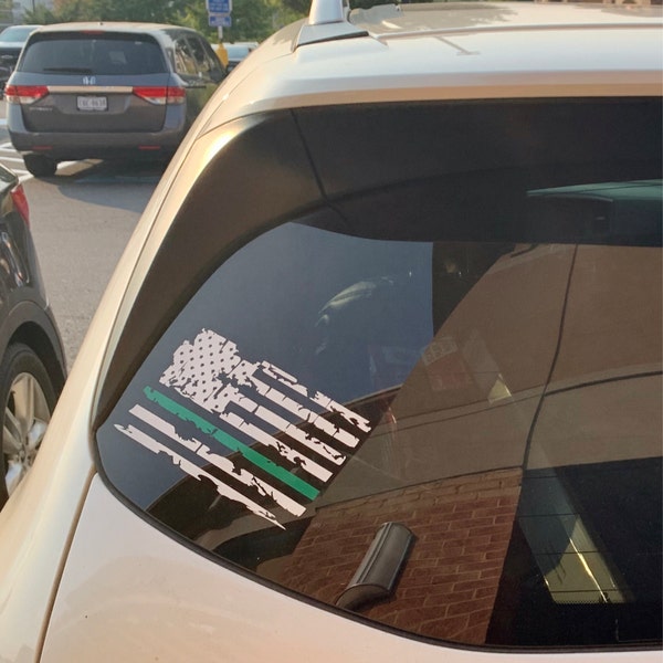 Green Line American Flag Decal- American Flag Thin Green Line- Military ...