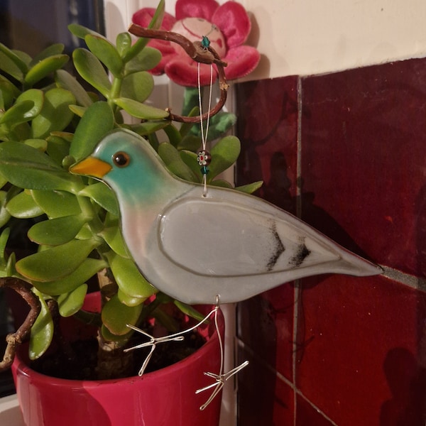 Fused Glass Pigeon, Pigeon Fancier Gift, Garden Bird, Garden Ornament ...
