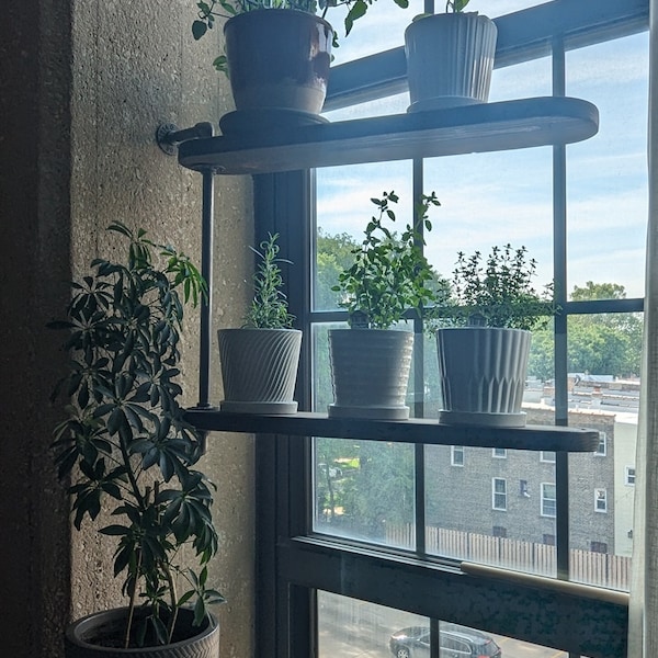 Swivel Shelf With Drip Groove for Window or Wall, Industrial Pipe Shelf ...