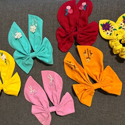 Hand Embroidery Barrette Hair Clips Set of 2 - Etsy