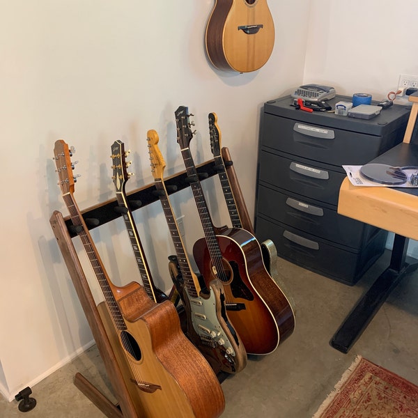 Ruach GR-2 Customisable 5 Way Wooden Guitar Rack and Holder for Guitars ...