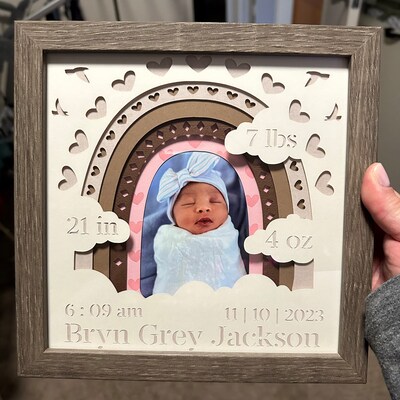 3D Baby Stats Shadow Box for Kids, Baby Birth Shadow Box, Custom Name ...