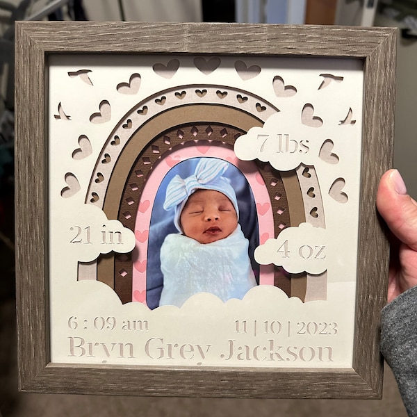 3D Baby Stats Shadow Box for Kids, Baby Birth Shadow Box, Custom Name ...