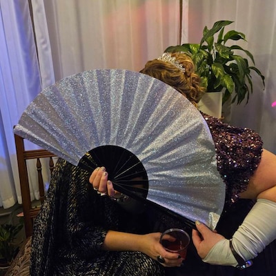 Alien Large Rave Festivals Loud Clack Satin Hand Held Folding Fan for ...