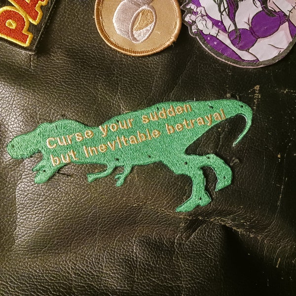 Sci Fi T-rex Curse Embroidered Patch - Etsy