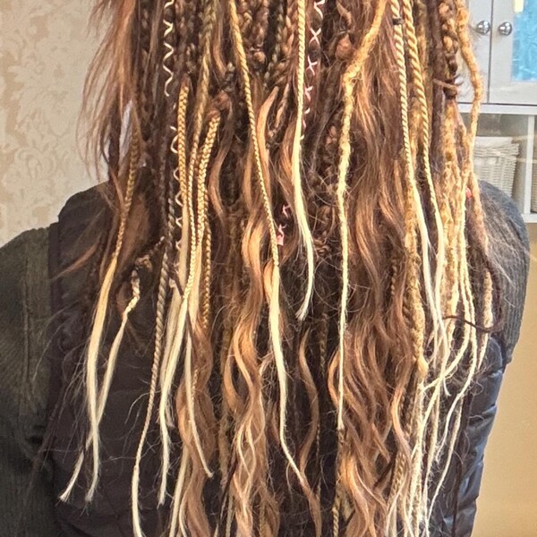 Pink Сurly Dreads / Beige to Pink Ombre Dreadlocks / Full Head DE & SE ...
