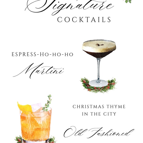 Watercolor Signature Cocktail Sign - Etsy