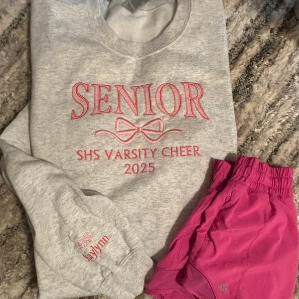Embroidered Senior Sweatshirt, Coquette Bow, Senior Team Shirts ...