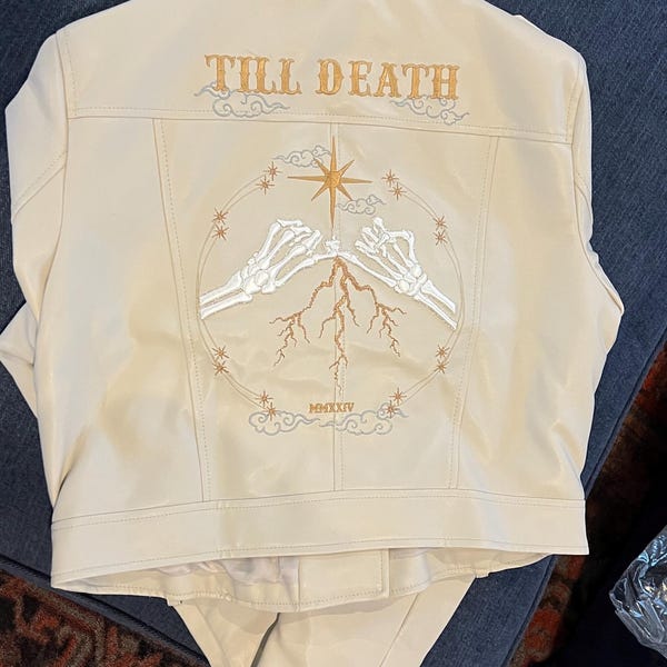 Bride Vegan Leather Jacket Bridal Cover up Custom Bride Jacket Zodiac ...