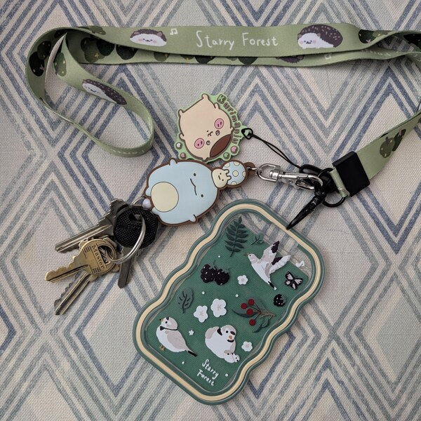 Starry Forest Cute Lanyard, Mint Bunny Cat Lovely Lanyard Strap for Id Card Badge Holder, Green ...