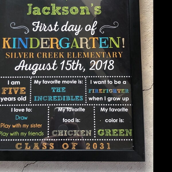 First Day of Kindergarten Sign BOYS, First Day of School Sign ...