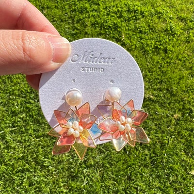 Handmade Creative Earring Multi-color Butterfly Earrings Pearl - Etsy