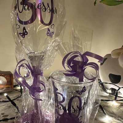 Personalised Bumble Bee Birthday Glitter Glass Gift for Her Gift for ...