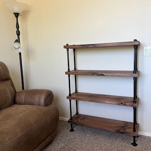 Industrial Rustic Bookcase, Modern Farmhouse Bookshelf Unit, Open ...